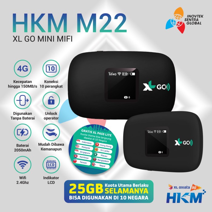 Jual Produk Terbaru Hkm M22 Modem Mifi Wifi Xl Go Izi 4G Lte Bypass & Unlock | Shopee Indonesia