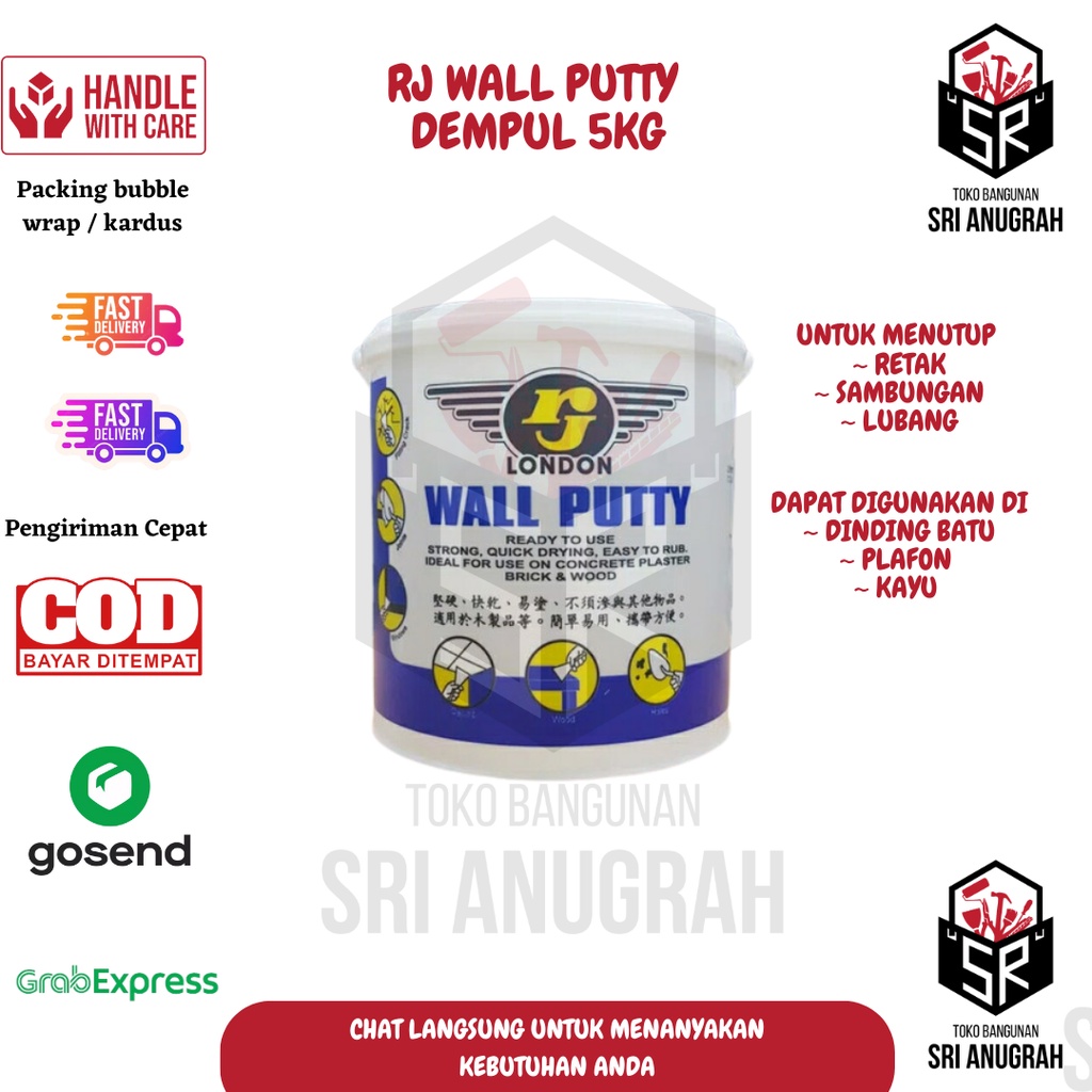Jual RJ Wall Putty Dempul Kayu Tembok 5KG | Shopee Indonesia