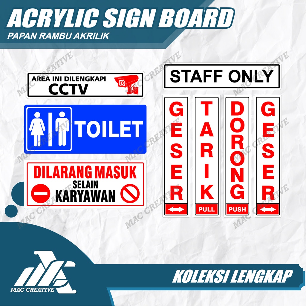 Jual SIGN BOARD AKRILIK LENGKAP - SIGN BOARD - TARIK DORONG DILARANG ...