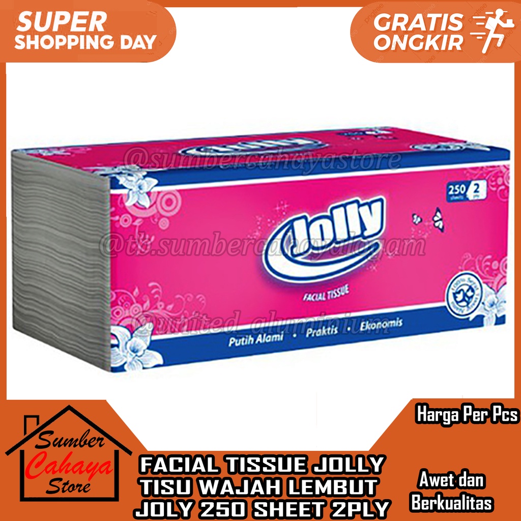Jual TISU TISSUE FACIAL JOLLY 250 SHEETS 2PLY TISSU HALUS WAJAH KERING ...