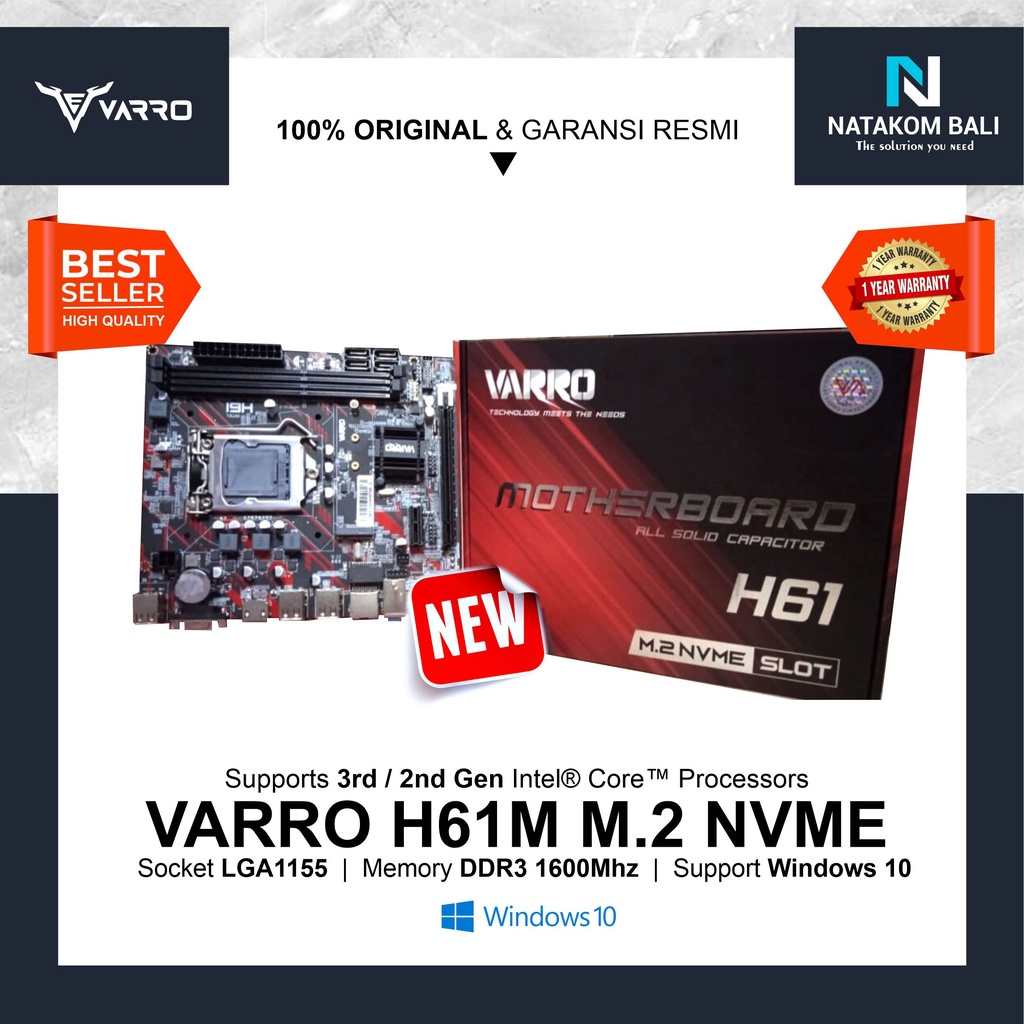 Jual MOTHERBOARD VARRO H61M M.2 NVME SLOT LGA 1155 | Shopee Indonesia