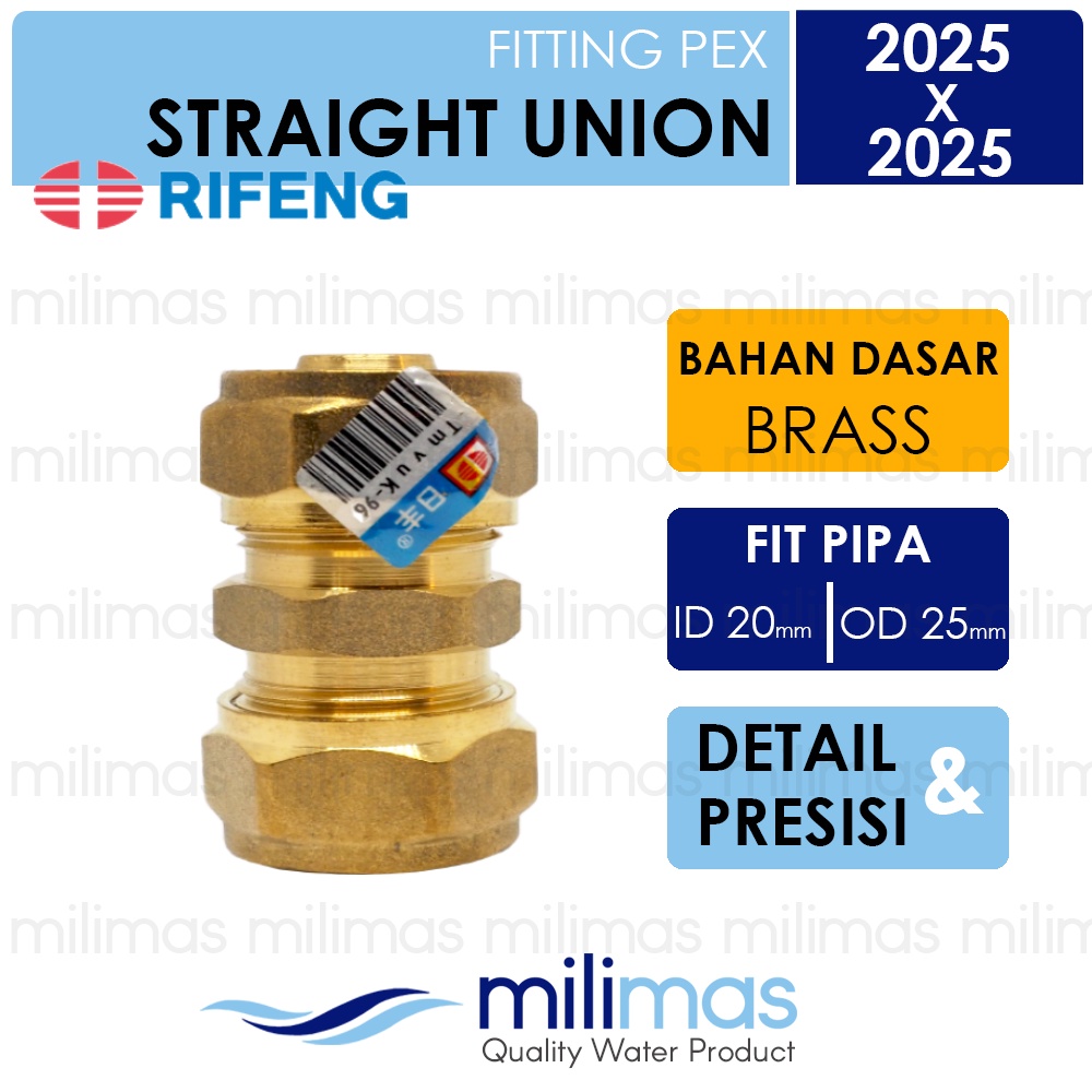 Jual RIFENG - Straight Union Uk.2025 x 2025 - Sok Kuningan Fitting PEX ...