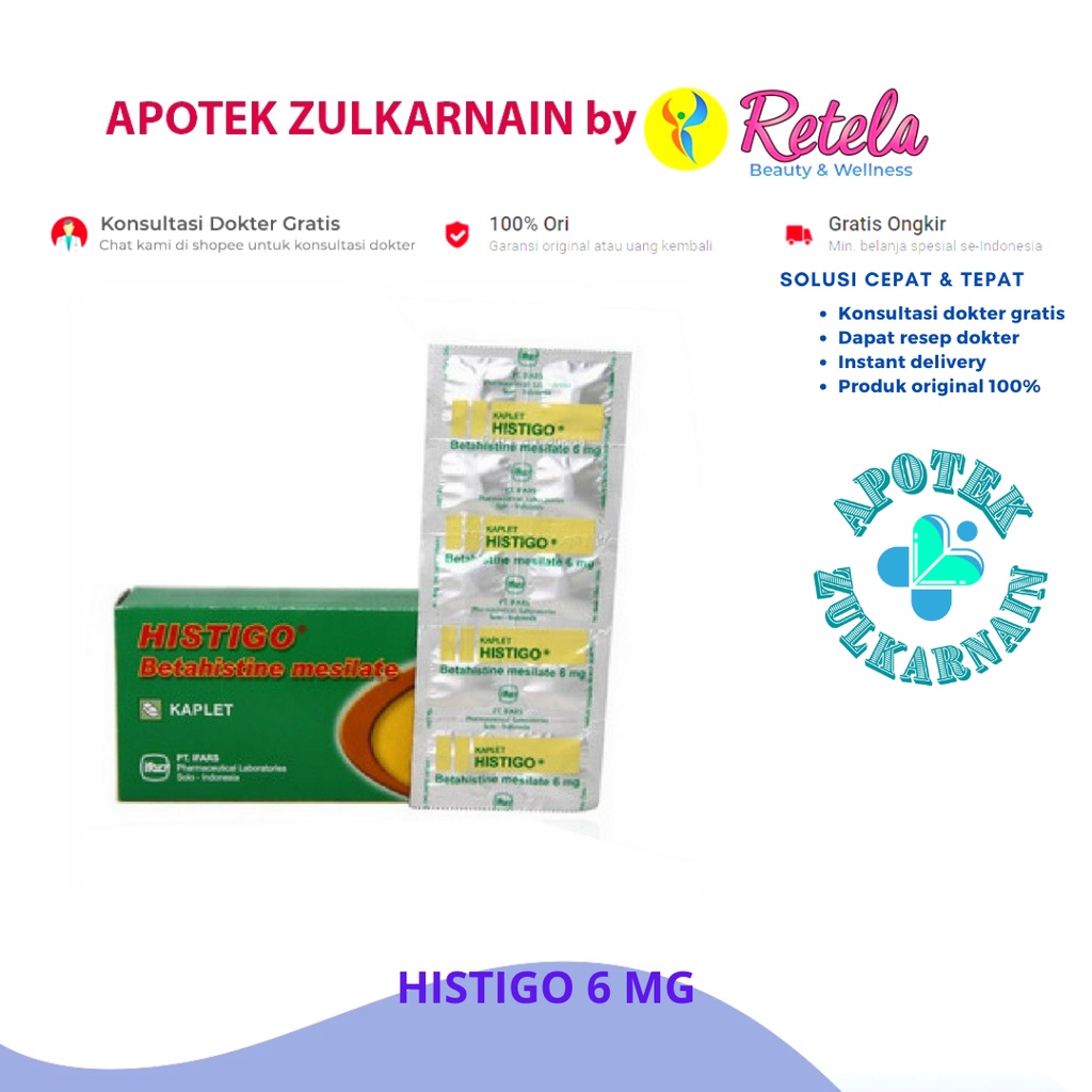 Jual HISTIGO 6 MG STRIP 10 KAPLET / Betahistine mesylate | Shopee Indonesia