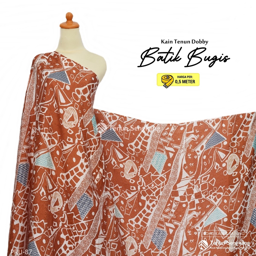 Jual Kain Tenun Dobby Batik Sutra Bugis Makassar Cokelat Kejinggaan - Tenun Sengkang PRU-87 ...