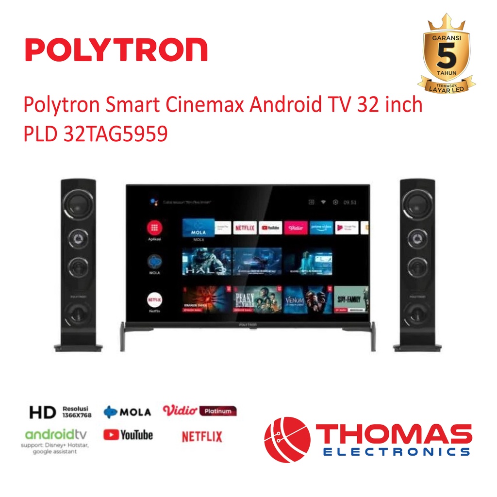 Jual Polytron Smart Android Tower Led Tv 32 Inch PLD 32 TAG 5959 ...