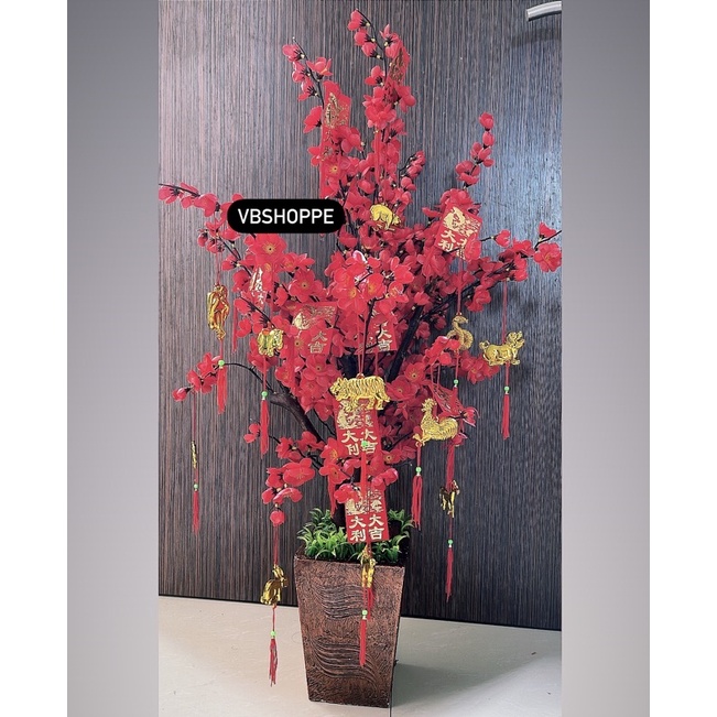 Jual BONUS GANTUNGAN ANGPAO POHON MEHWA 75cm rimbun sakura merah pink ...