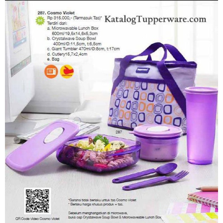 Jual paket bekal makan cosmo violet by tupperware | Shopee Indonesia