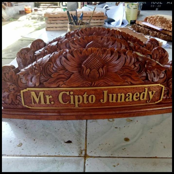 Jual Papan Nama Ukiran Meja Bali Motif Bunga Teratai | Shopee Indonesia