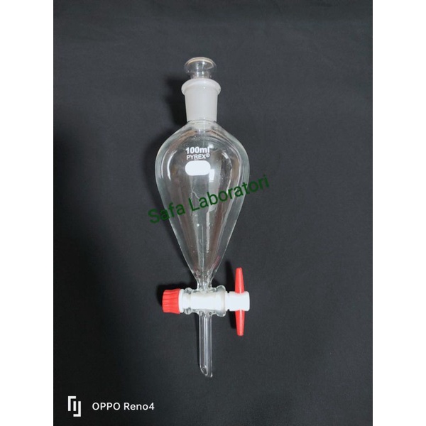 Jual Corong Pisah 100ml Kran Teflon/ Separating Funnel 100ml Pyrex ...