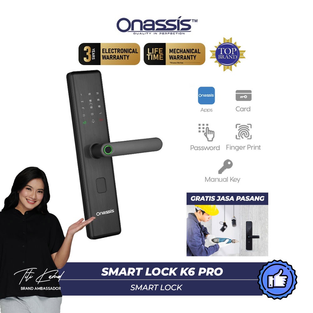 Jual Onassis Smart Lock K6 Pro Wifi & Pemasangan | Shopee Indonesia