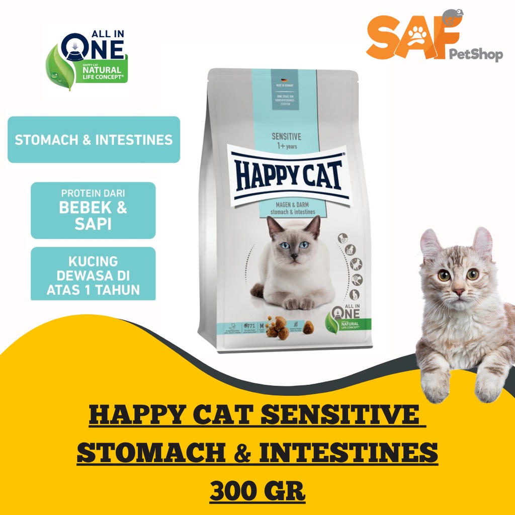 Jual HAPPY CAT STOMACH INTESTINAL 300 GR MAKANAN KUCING MENCRET GASTRO ...