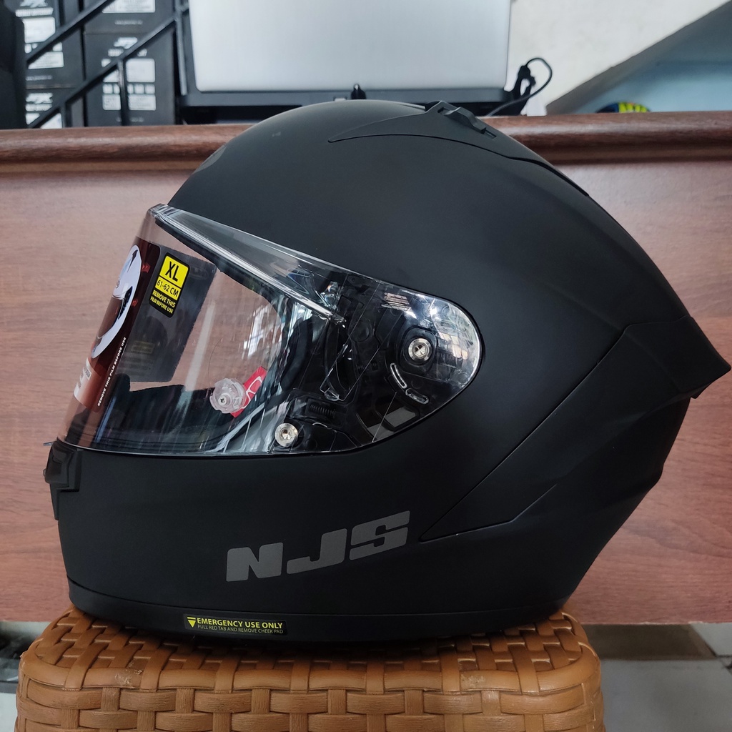 Jual HELM NJS ZX-1R SOLID BLACK DOFF FULL FACE NJS ZX1R | Shopee Indonesia