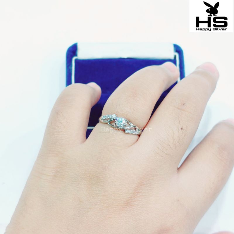 Jual Cincin Perak Asli Silver Wanita 925 Lapis Emas Putih Model Desi ...