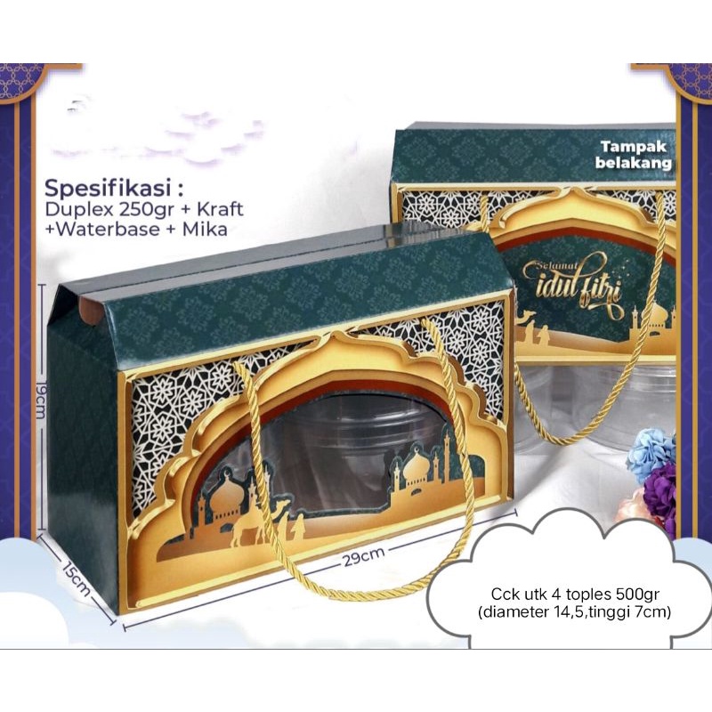Jual Hardbox Box Lebaran 4 Toples 500gr Box Kue Kering Idul Fitri Hard ...