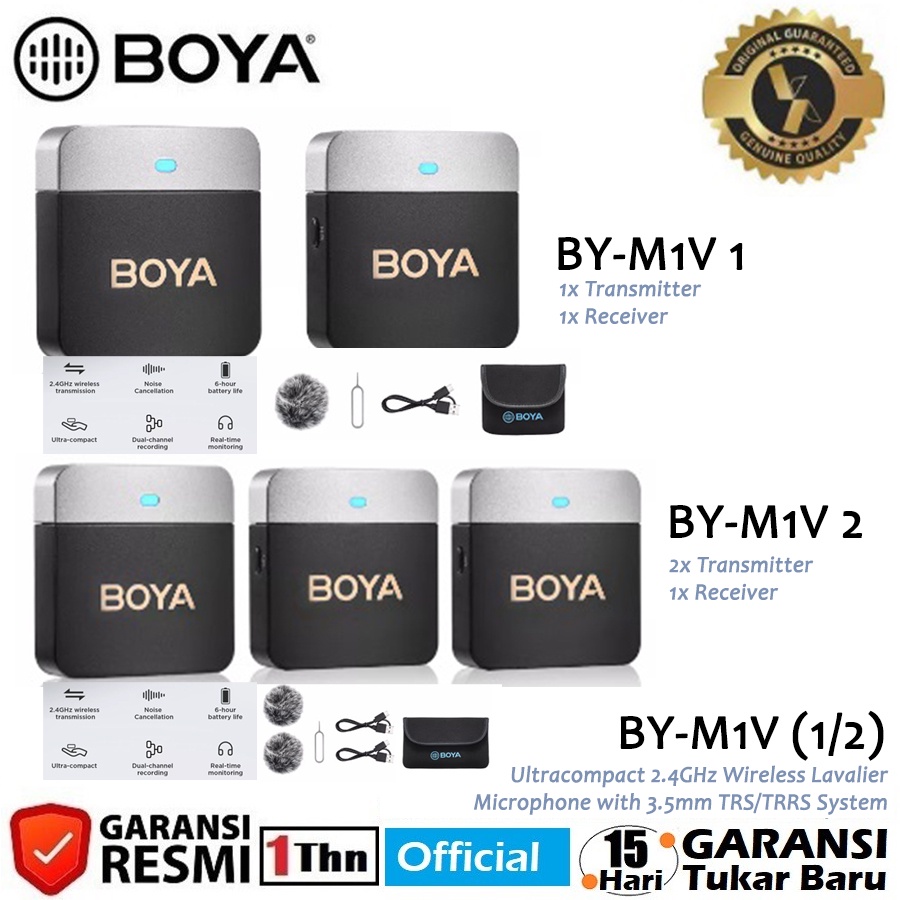 Jual BOYA BY-M1V 1/2 2.4G Wireless Mic Microphones 3.5mm TRS/TRRS System | Shopee Indonesia