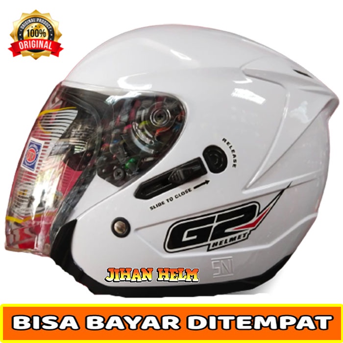 Jual Helm / Helm G2 Optimax / Helm Dua kaca Helm G2 Optimax Putih ...
