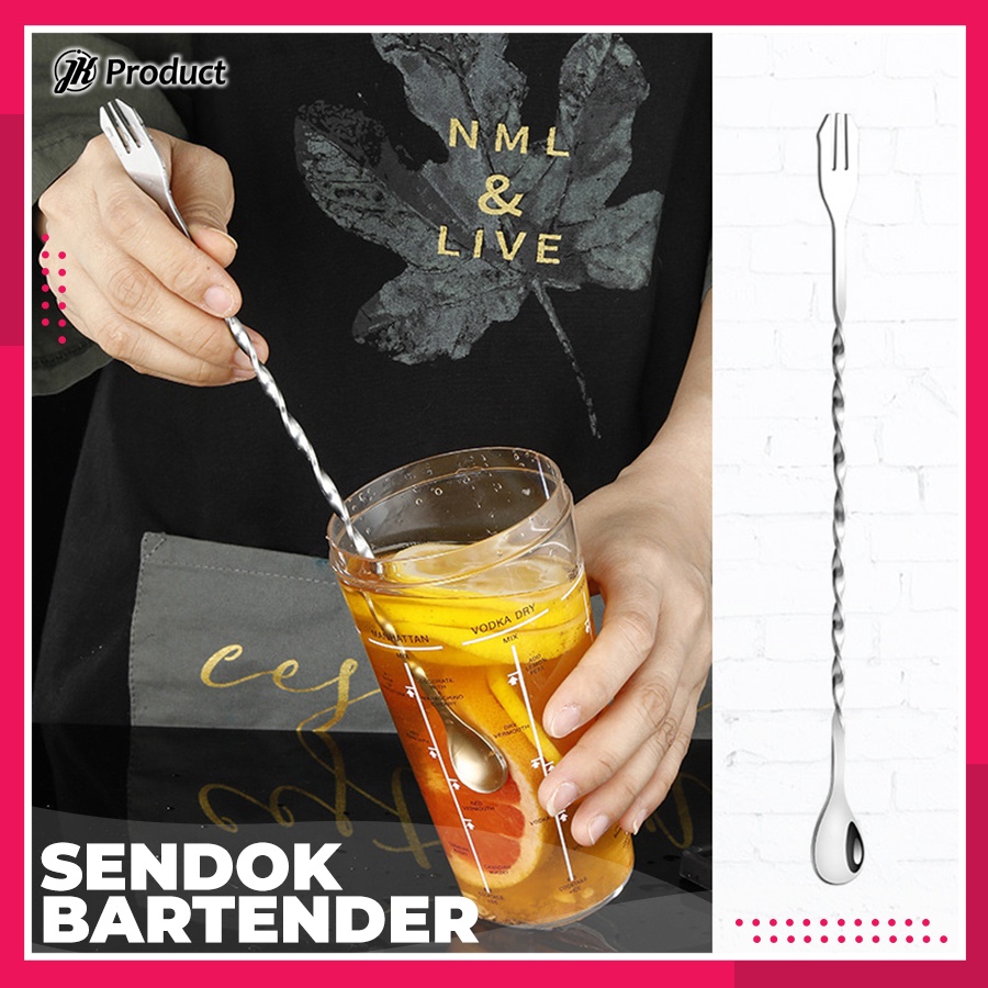 Jual Sendok Bar Panjang Spiral Pengaduk Bartender Sendok Garpu Ulir 2 ...