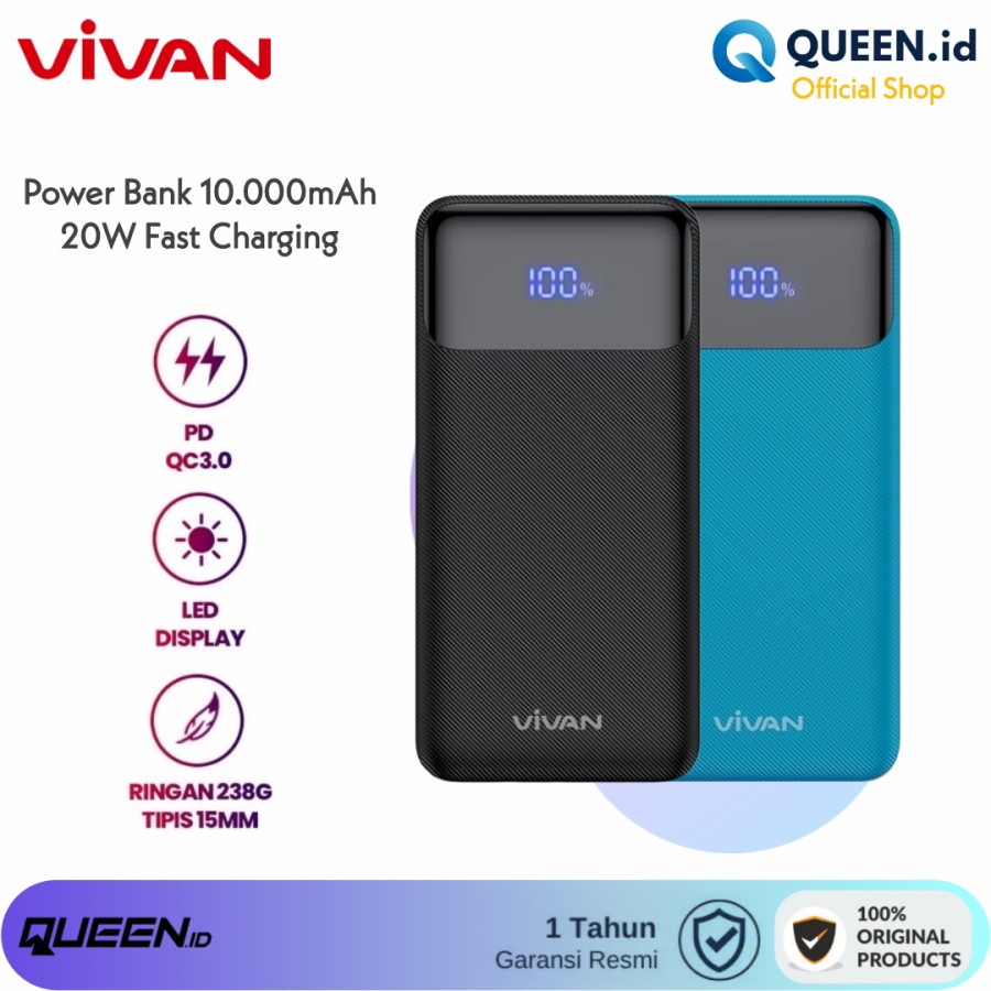 Jual VIVAN VPB-X10 Power Bank 10000 mAh 20W USB C PD Fast Charging ...