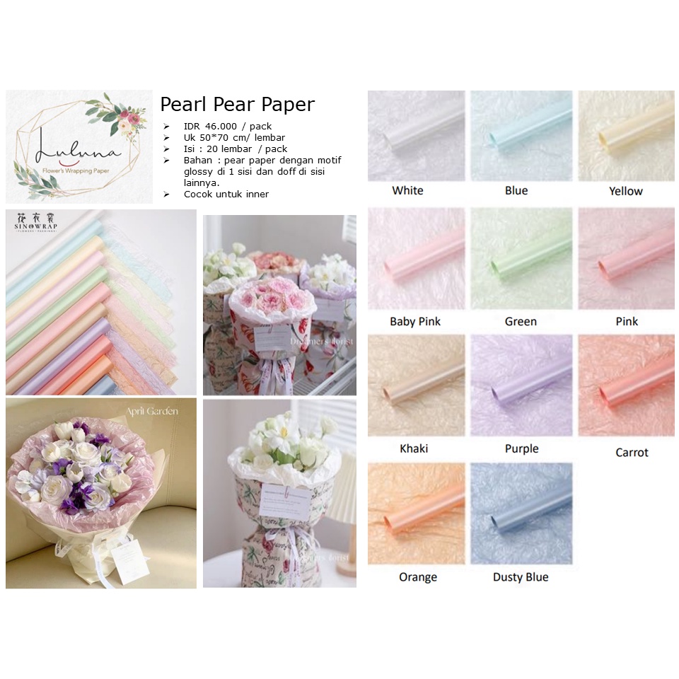 Jual Pearl Pear Paper/wrapping paper/kertas kado/kertas bunga buket ...
