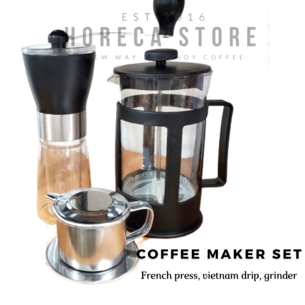 Jual Coffee Maker Set Vietnam Drip French Press Grinder Biji Kopi Slim ...