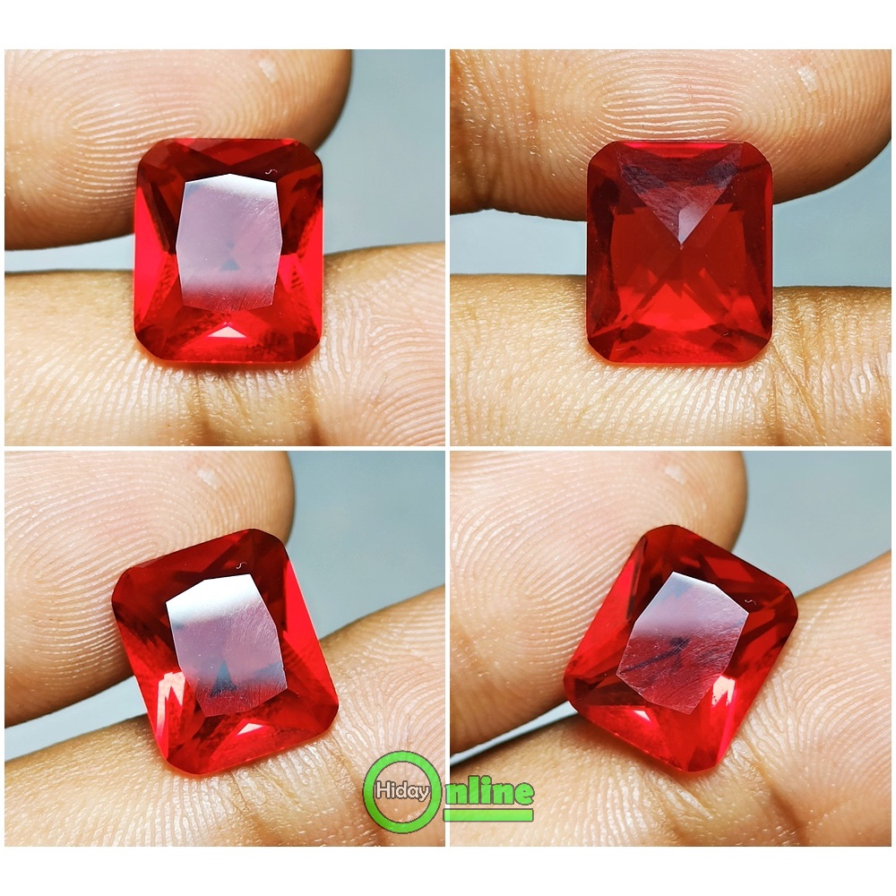 Jual BATU PERMATA MERAH SIAM KOTAK OCTAGON 12MM | Shopee Indonesia