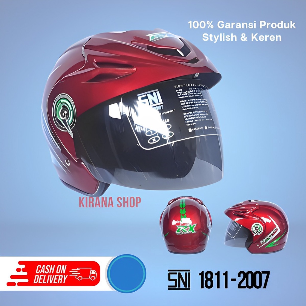 Jual Helm SNI Half Face Dewasa Pria Dan Wanita Polos Warna Merah Maroon ...