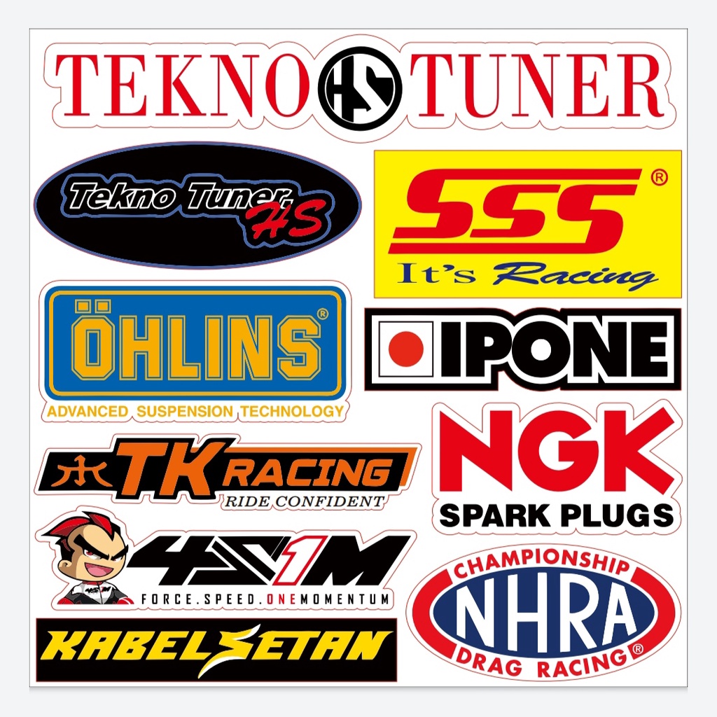 Jual Stiker Drag Race Tekno Tuner Sponsor Ipone SSS Ohlins | Shopee ...