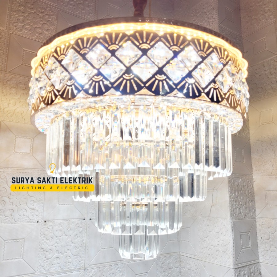 Jual LAMPU GANTUNG KRISTAL LED NYALA 4 WARNA MODERN MINIMALIS TERANG | Shopee Indonesia