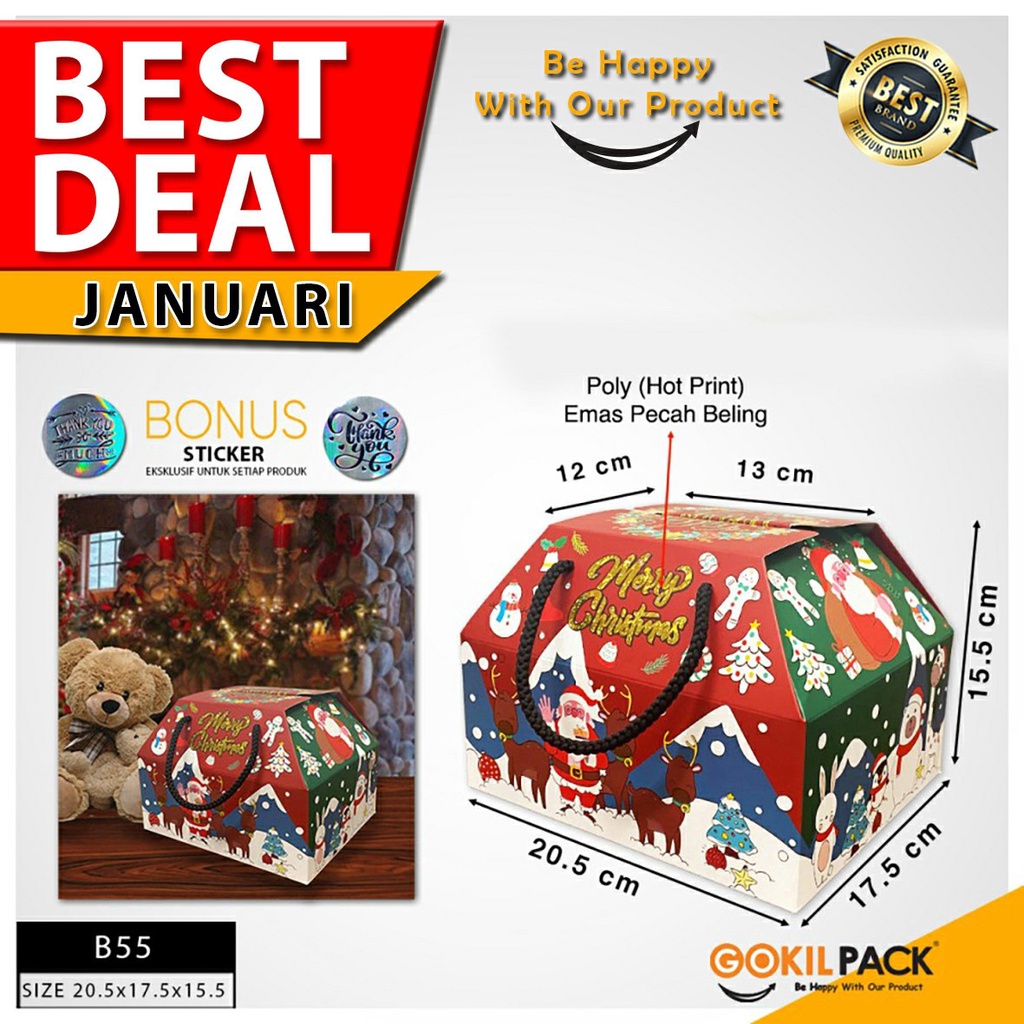 Jual Kotak Natal|Box Hampers|Gable Box|Kotak Kado| Packaging Natal|B55 ...