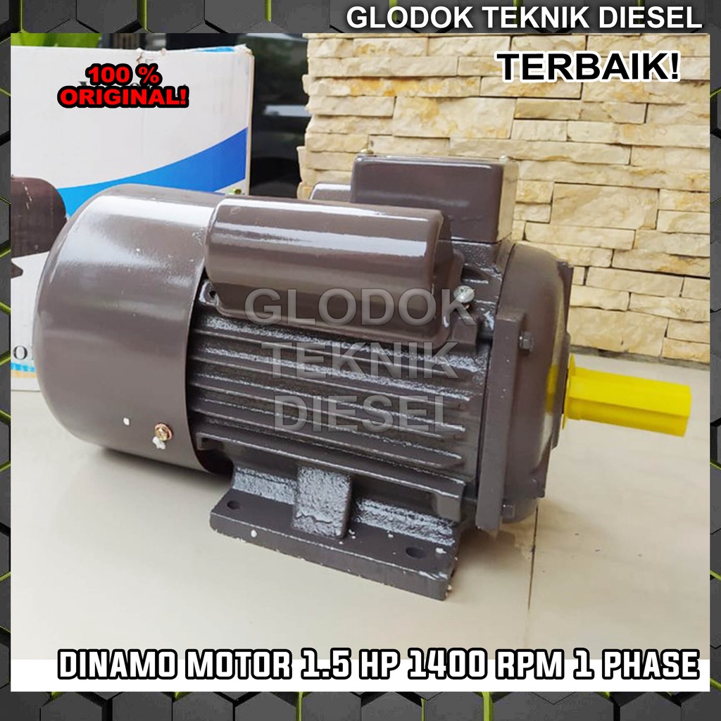 Jual Dinamo Motor 1.5 HP 1,5 PK 1400 RPM 4 POLE 1 PHASE Gulungan FULL ...