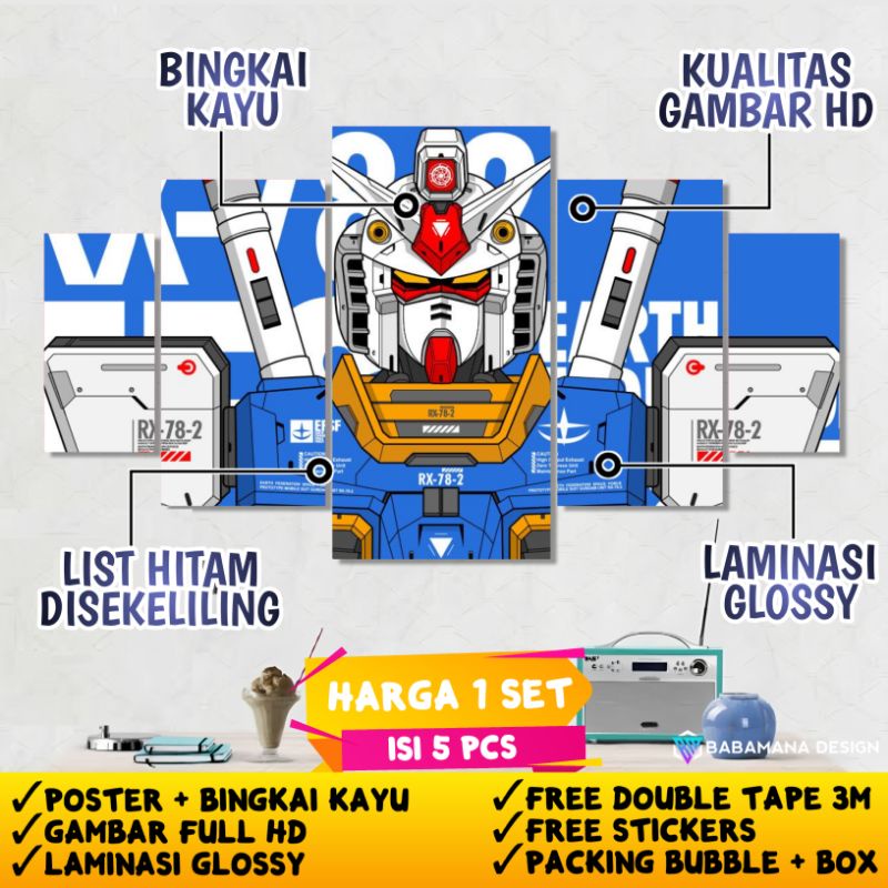 Jual [ GUNDAM ] POSTER + BINGKAI KAYU GUNDAM 1 SET PAJANGAN DINDING ...