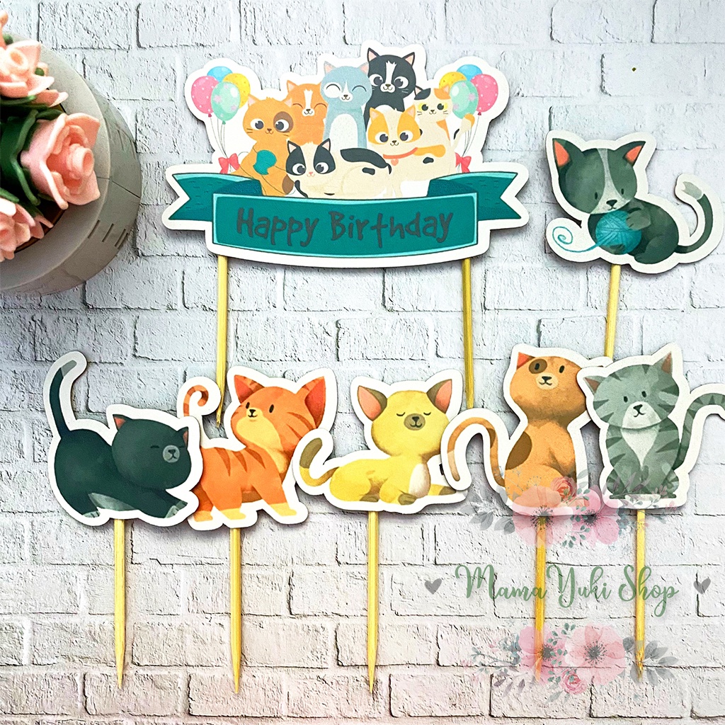 Jual Topper Cake Hiasan Kue Ulang Tahun Anak karakter CUTE CAT KUCING ...