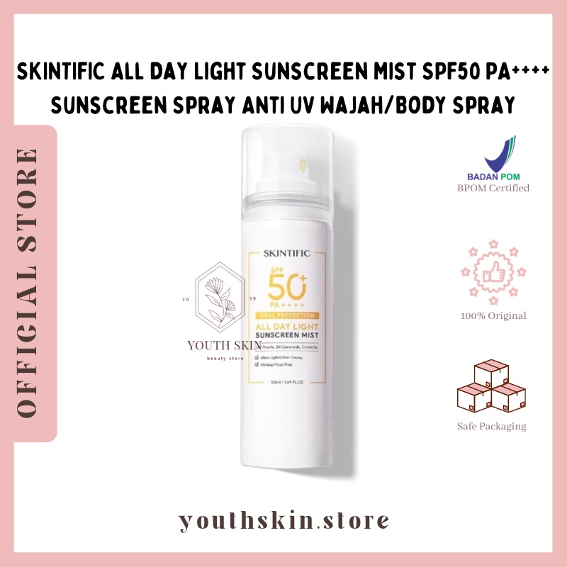Jual SKINTIFIC All Day Light Sunscreen Mist SPF50 PA++++ Sunscreen ...
