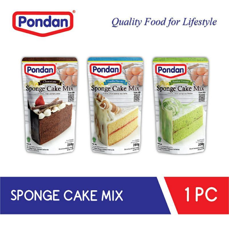 Jual Pondan Sponge Cake Mix Pandan, Vanila, Coklat 200gr | Shopee Indonesia