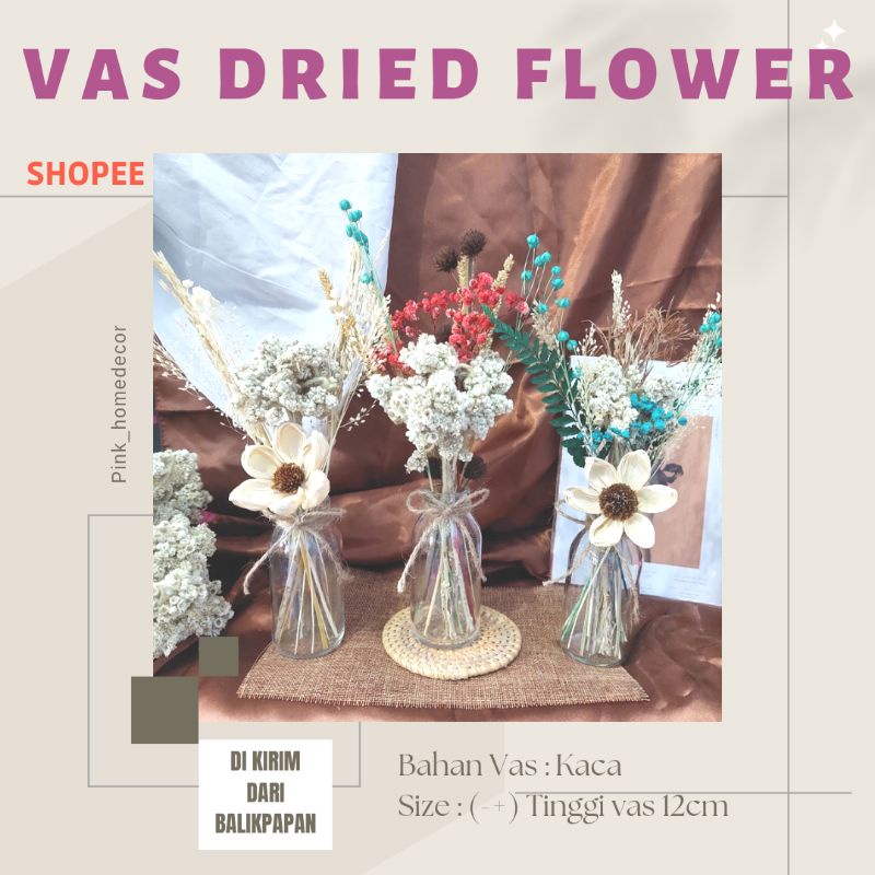 Jual Vas bunga set | Vas bunga kering | Botol hias | Bunga kering ...