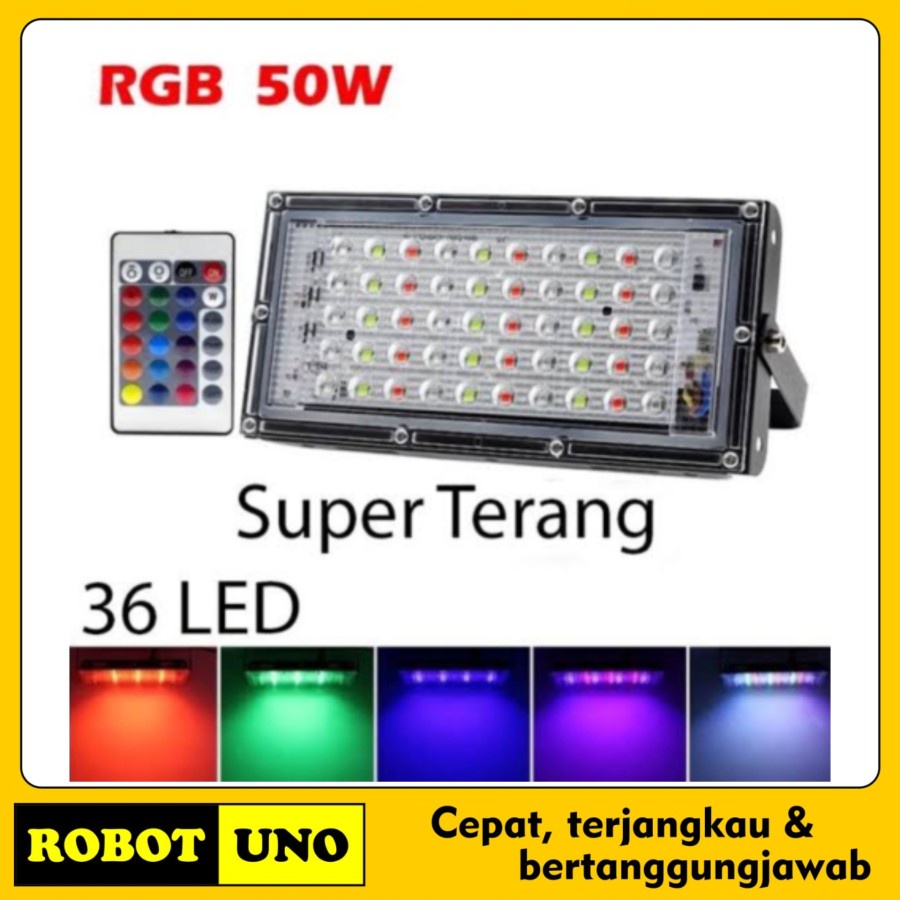 Jual Lampu Sorot RGB 50W Lampu Tembak IP65 Model Tipis 50W RGB Led SMD | Shopee Indonesia