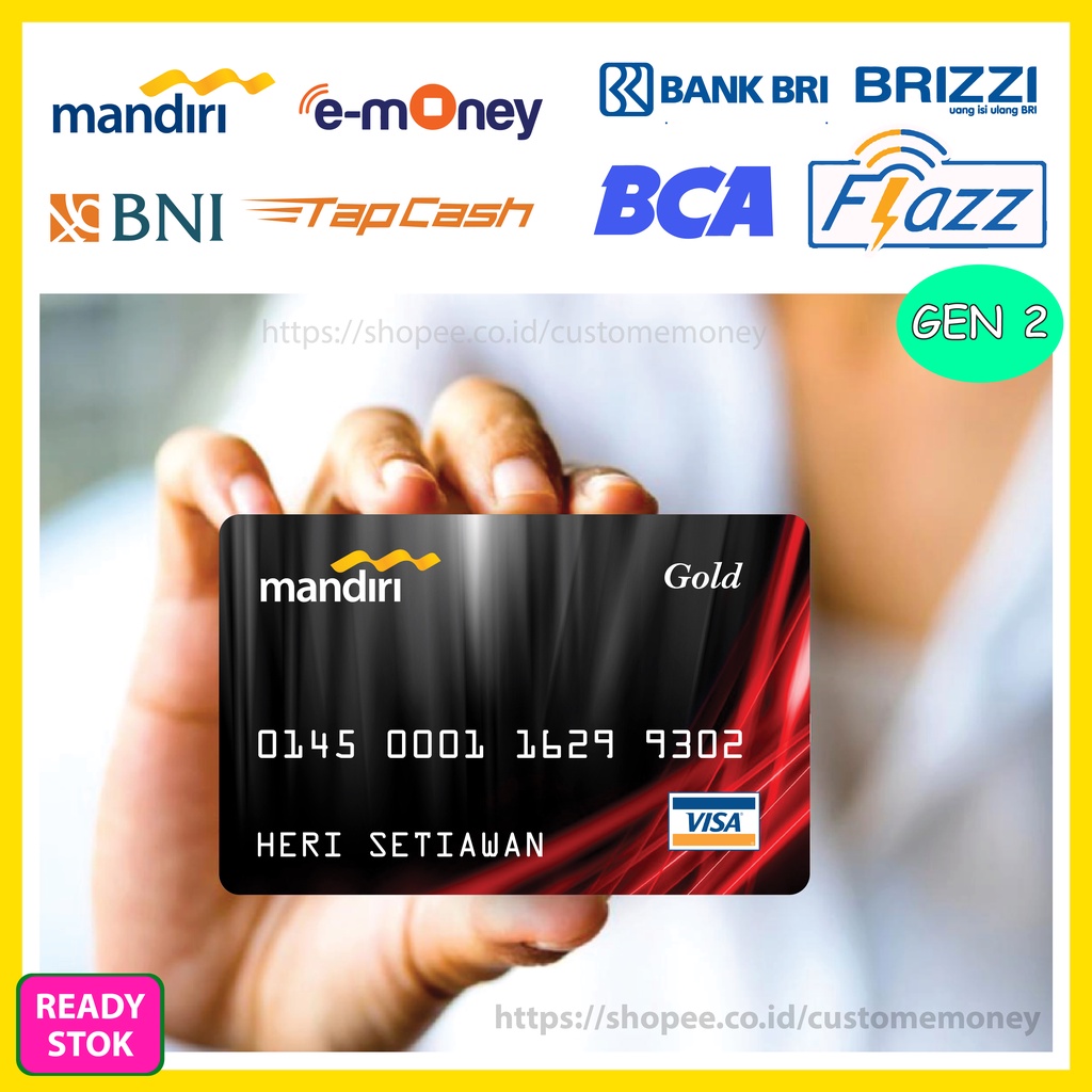 Jual KARTU EMONEY DESIGN RED BLACK VISA CARD KARTU ETOLL E-MONEY ...