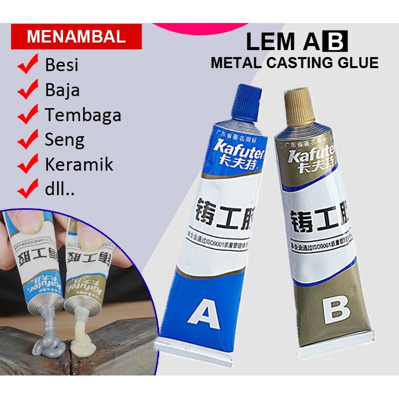 Jual Lem AB Epoxy Kuat Metal Casting Glue Penambal Besi Radiator Anti ...