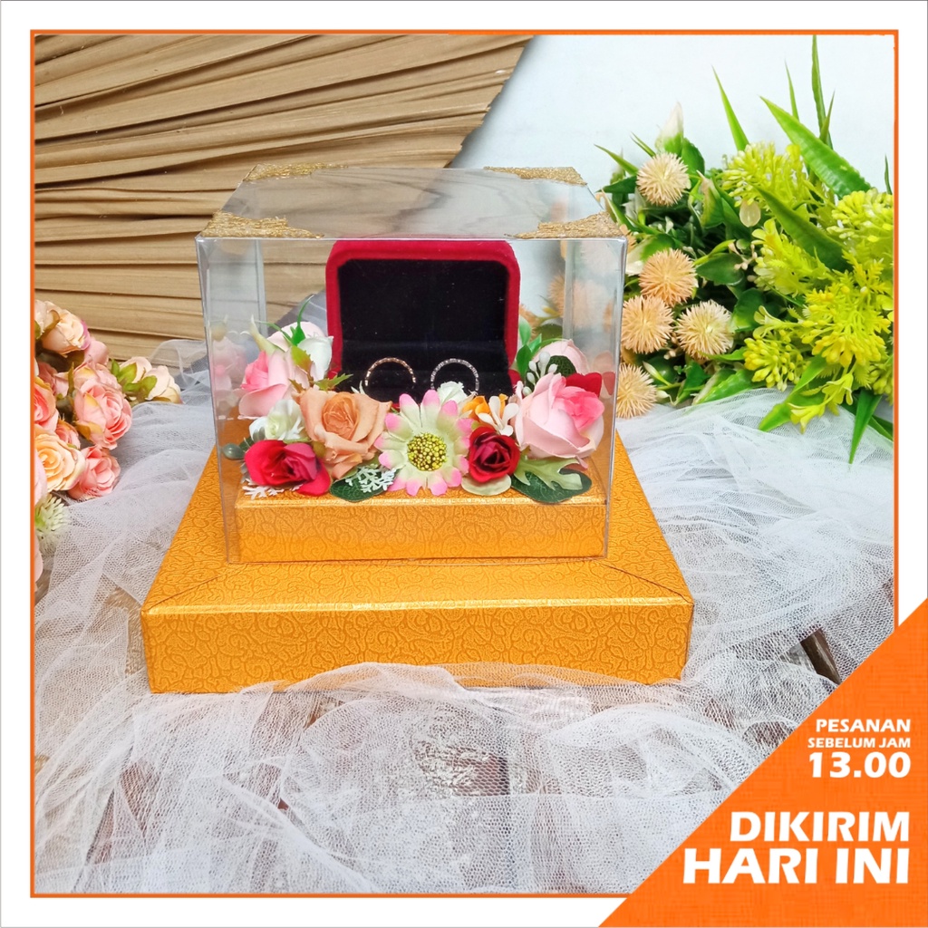 Jual Box Kotak Cincin dengan Nampan dan Tutup Mika untuk Mahar ...