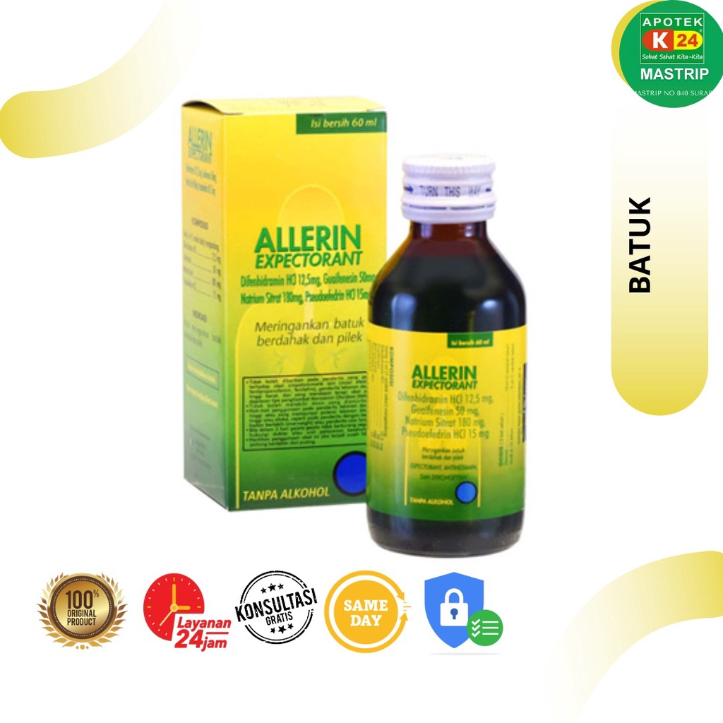 Jual Allerin Expectorant Sirup / Batuk Berdahak dan Pilek / 6 tahun ...