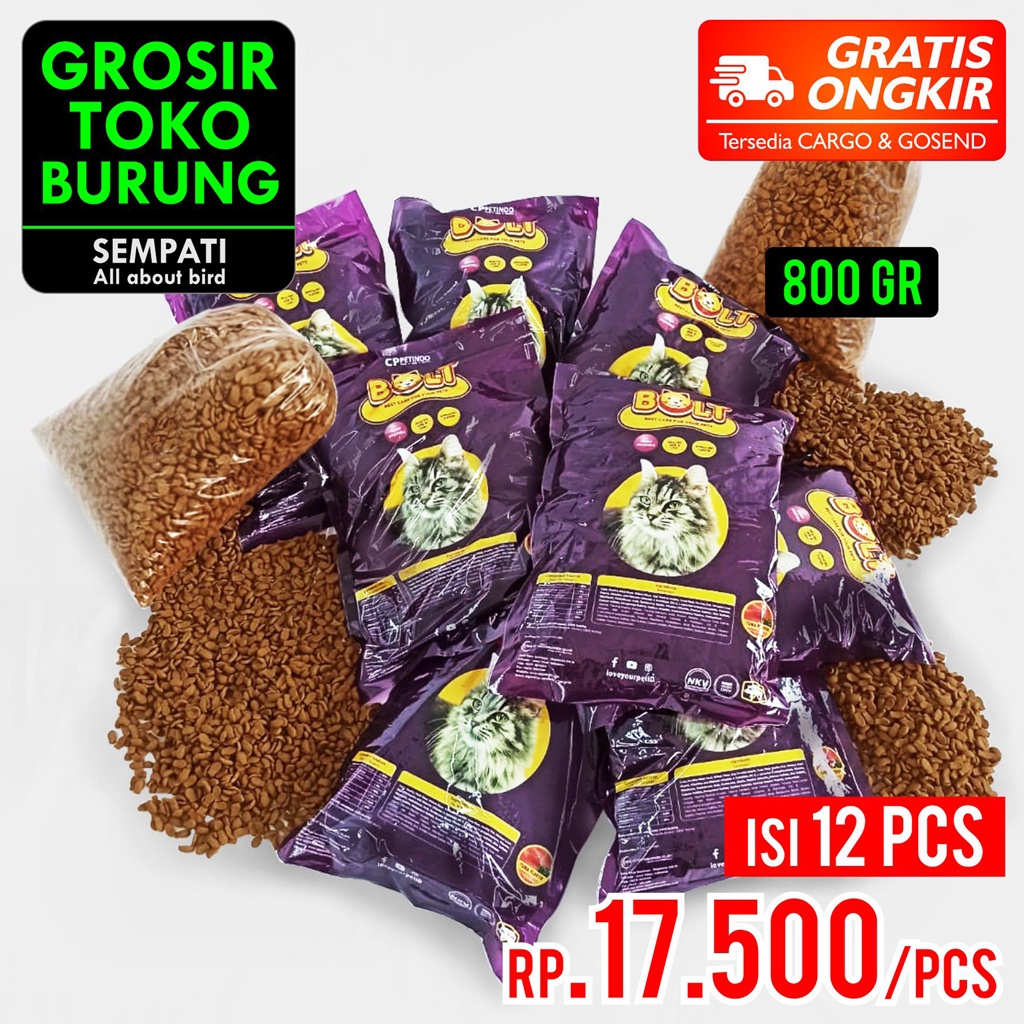 Jual SEMPATI GROSIR MAKANAN KUCING BOLT TUNA 800 Gram CATFOOD 12 PCS ...
