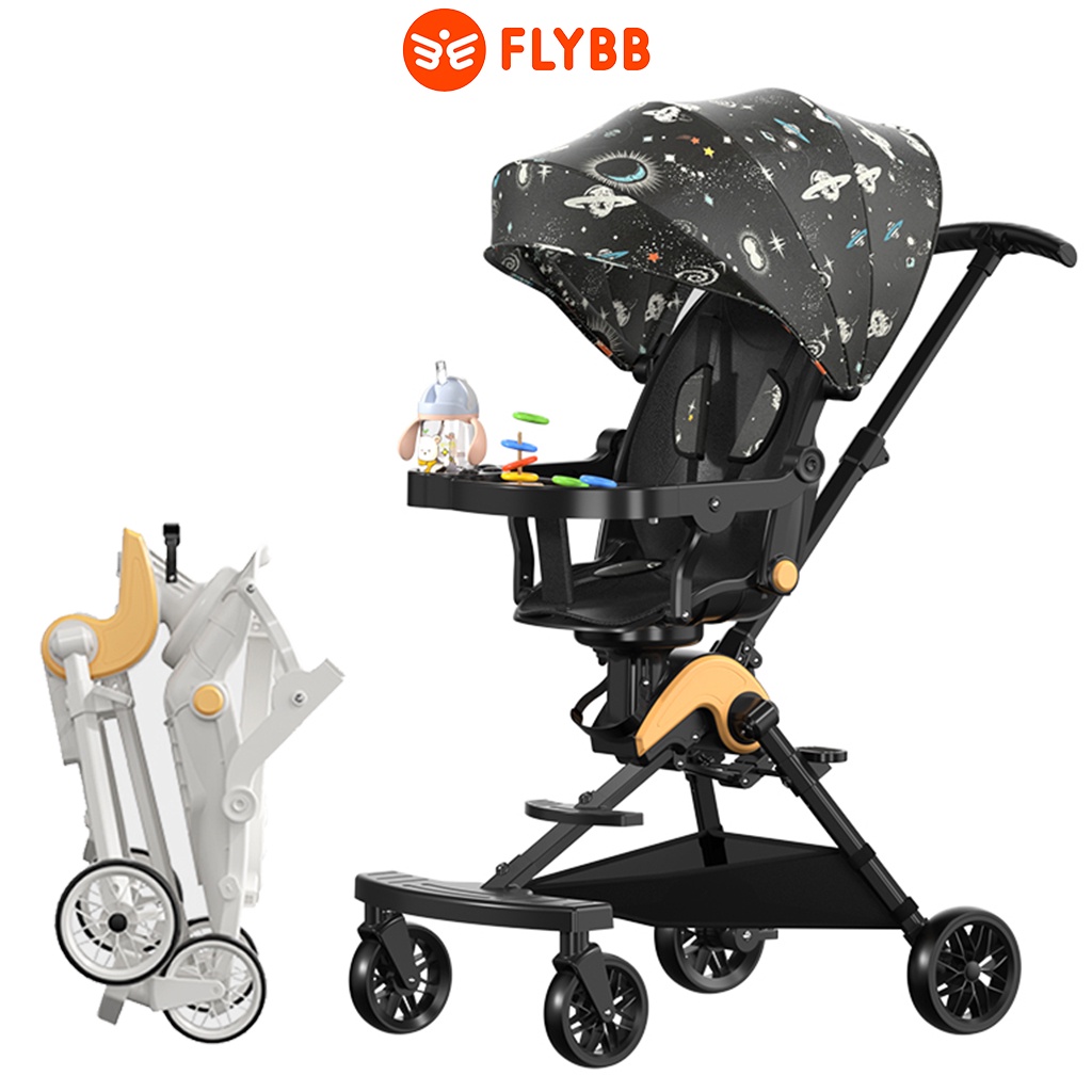 Jual FLYBB Baby Magic Stroller 180 Rotating Kids Stroller Two Way Magic ...