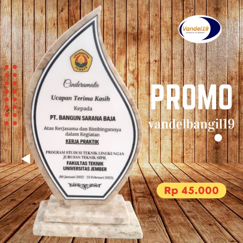 Jual Cinderamata Souvenir Vandel Plakat Marmer Ucapan Terima Kasih ...