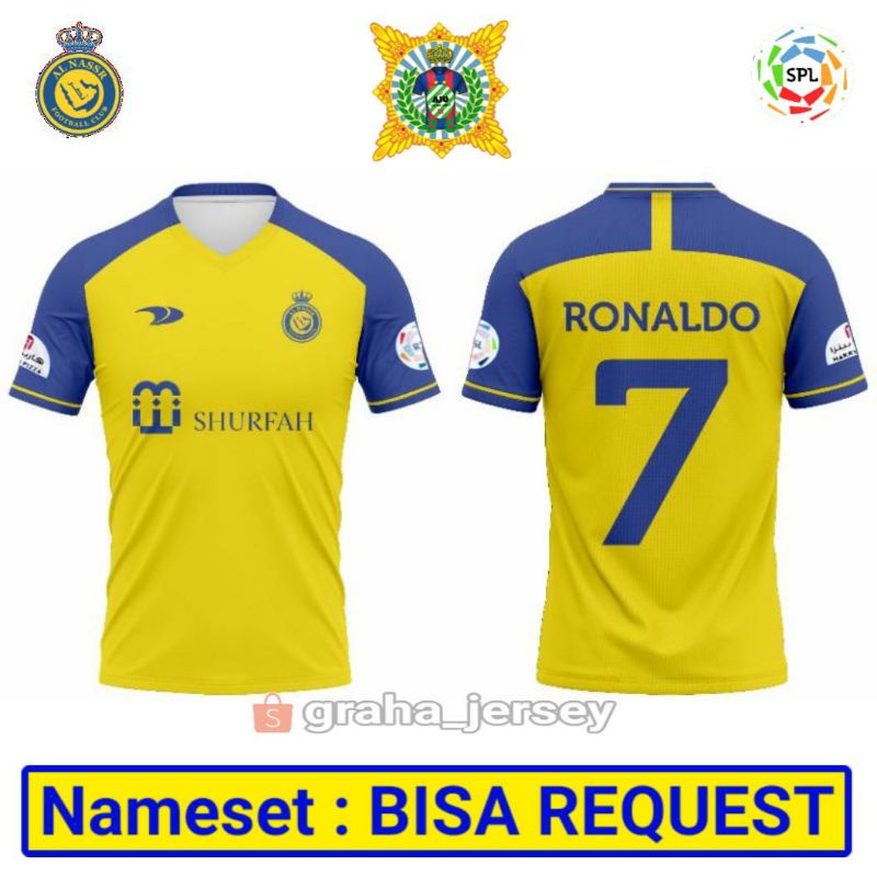 Jual Jersey Al Nassr Ronaldo 7 Home 2023 2024 Liga Arab Kuning Biru