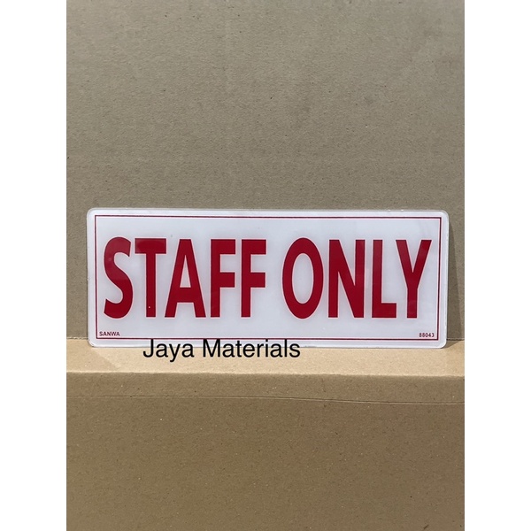 Jual Tempelan dinding atau pintu tulisan Staff only / papan sign board ...