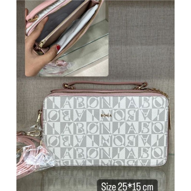 Jual tas bonia original sling camera bag monogram putih pink | Shopee ...