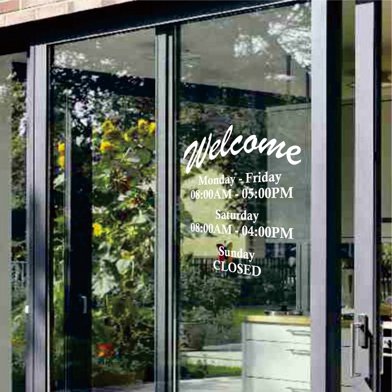 Jual CUSTOM CUTING STIKER JAM BUKA TOKO OPEN HOURS DENGAN LOGO KAMU ...