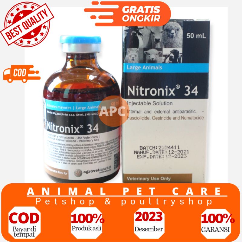 Jual NITRONIX 34 - OBAT Cacing Hati dan saluran pencernaan - Obat Hewan ...