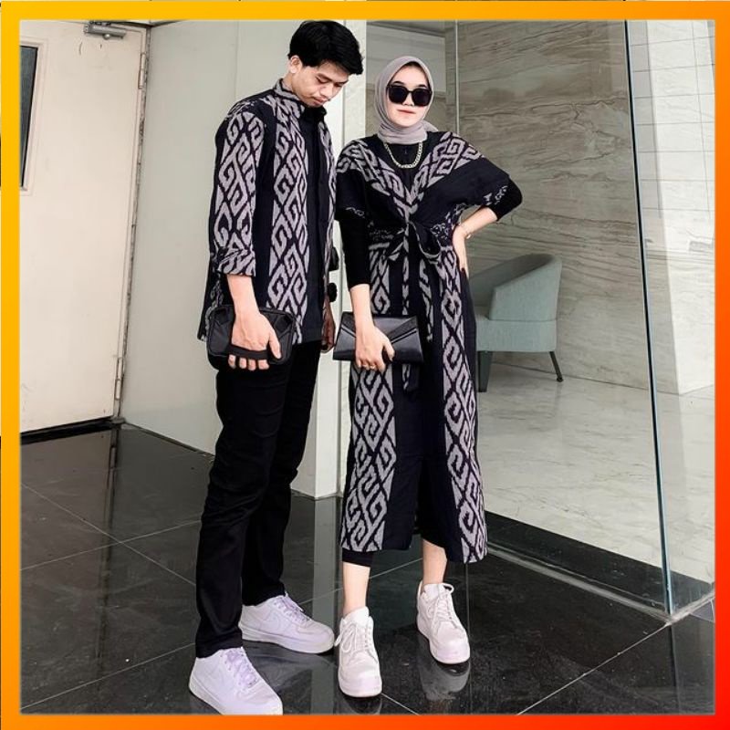 Jual BAJU SET COUPLE TENUN BAJU KONDANGAN CLARA DRESS BLACK MAMBA ...