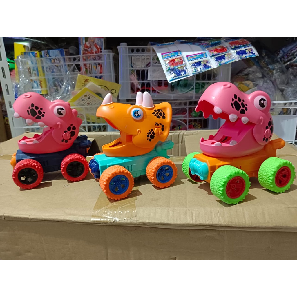 Jual Mainan Mobil Dinosaurus Anak Tekan Jalan Tanpa Baterai/ Dinosaurus ...